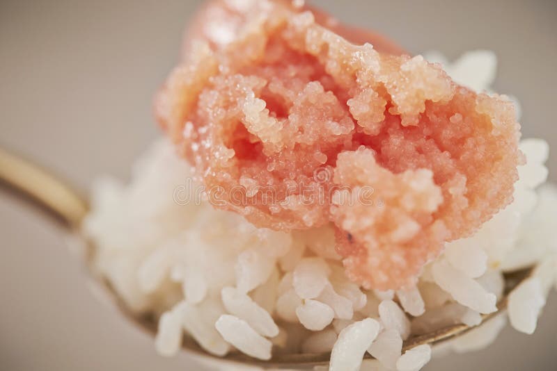 Salted Pollack Roe with Steamed Rice Stock Photo - Image of pollack ...