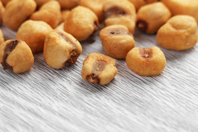 Salted Roasted Corn Snack on a Board. Whole Toasted Maize Stock Photo ...