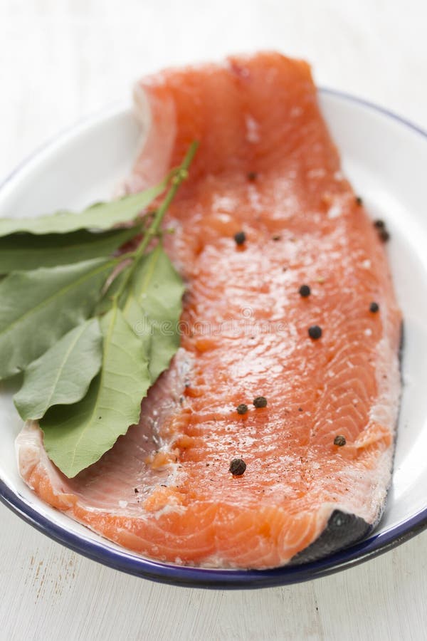 Salted Salmon with Black Pepper Stock Photo - Image of eating, portion ...