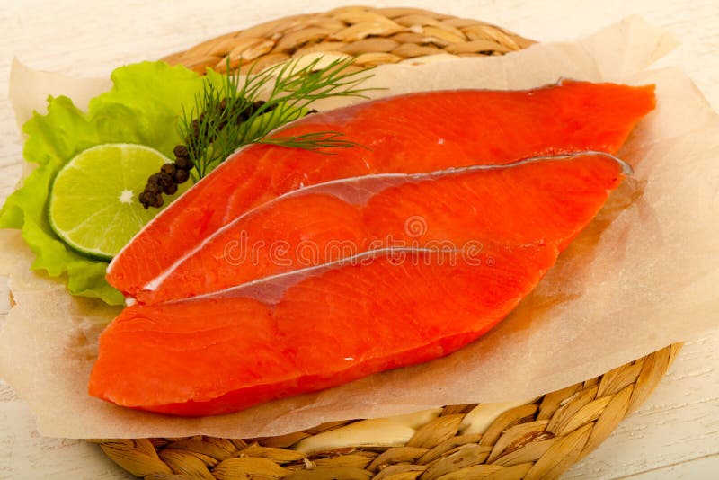 Salted salmon stock photo. Image of piece, smoked, lemon - 111869702