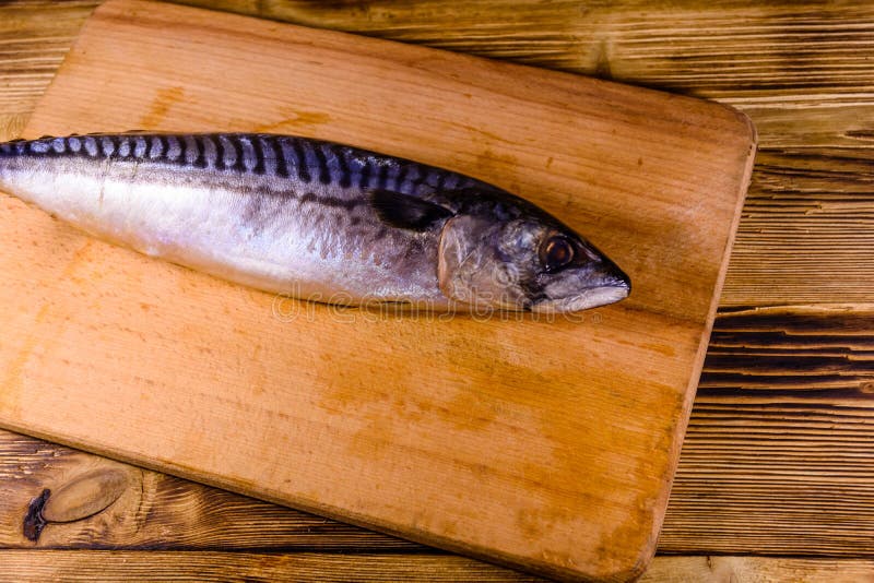 Salted Scomber Fish on a Cutting Board Stock Image - Image of food ...