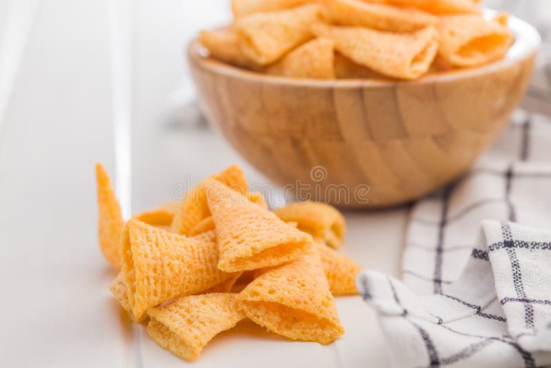 Salted Snack Chips on White Table Stock Photo - Image of salted, fried ...