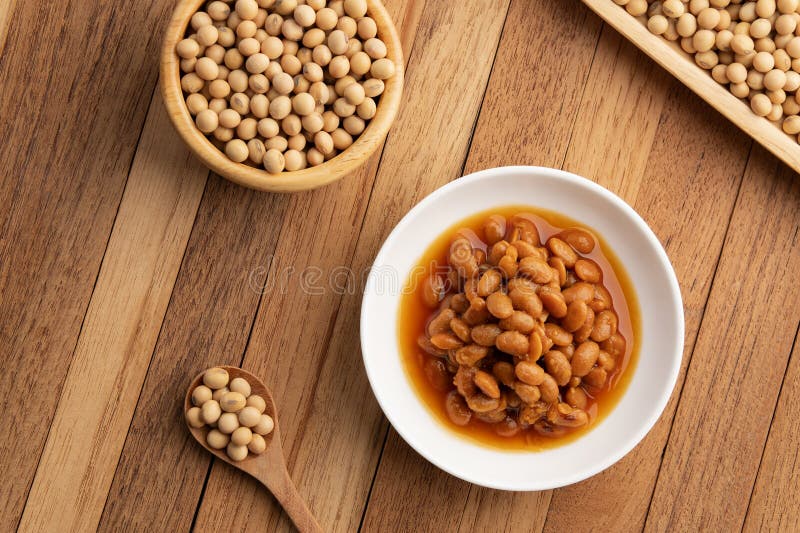 Salted Soya Beans,fermented Whole Soybeans in White Plate. Stock Photo ...
