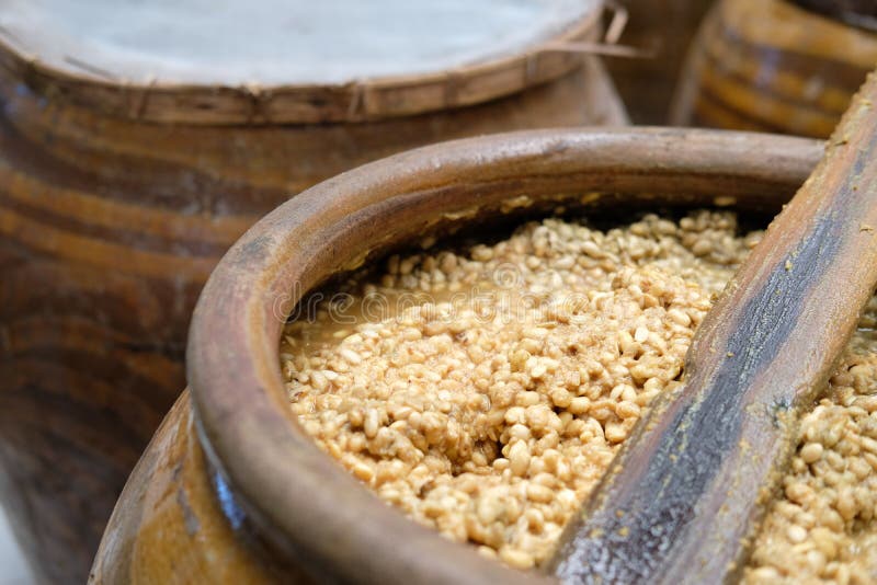 Salted Soybean Paste in Jar. Soy Miso Production Stock Photo - Image of ...