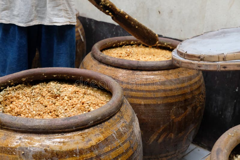 Salted Soybean Paste in Jar. Soy Miso Production Stock Photo - Image of ...