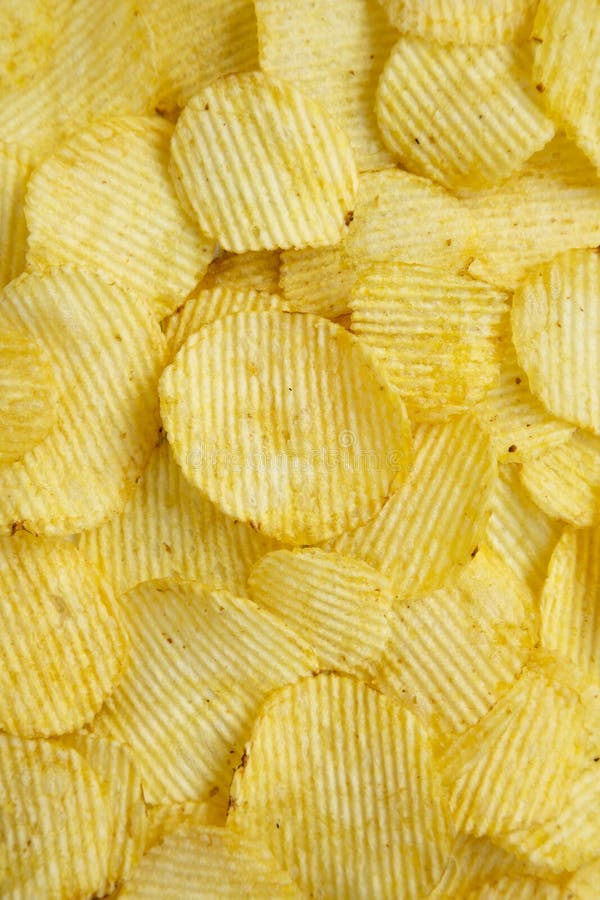 Salted Wavy Potato Chips, Top View. Overhead, from Above, Flat Lay ...