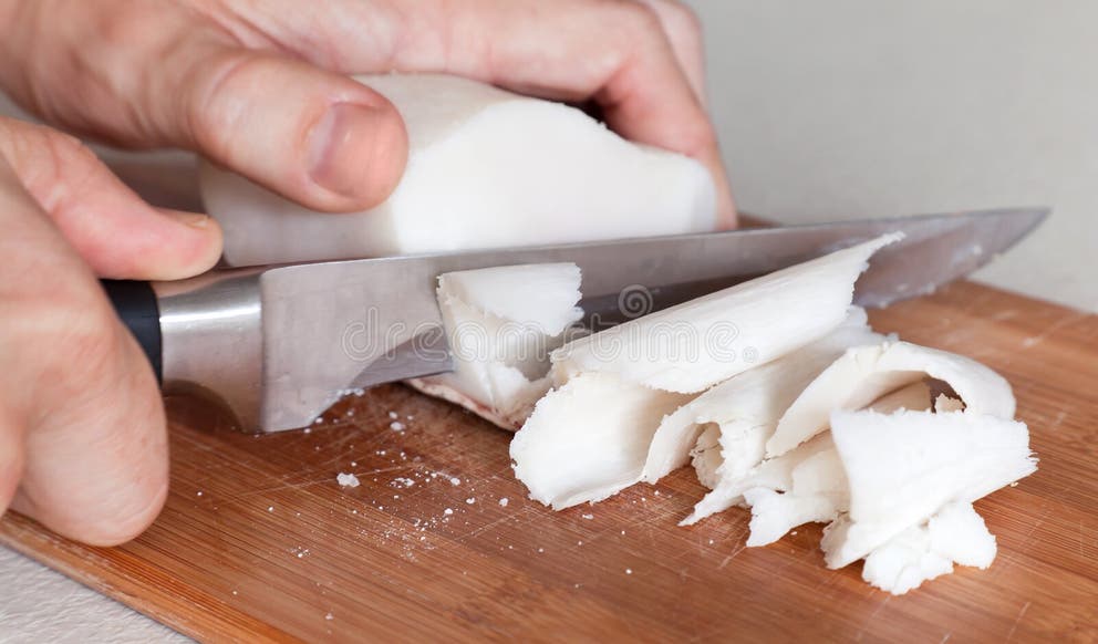 Salted White Pork Fat Slicing Stock Photo - Image of cutting, pork ...