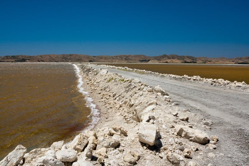 Salterns stock photo. Image of road, blue, salt, embankment - 54314620