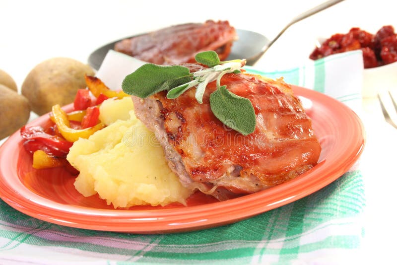 Beef Saltimbocca with Sage and Ham Close-up. Horizontal Stock Image ...