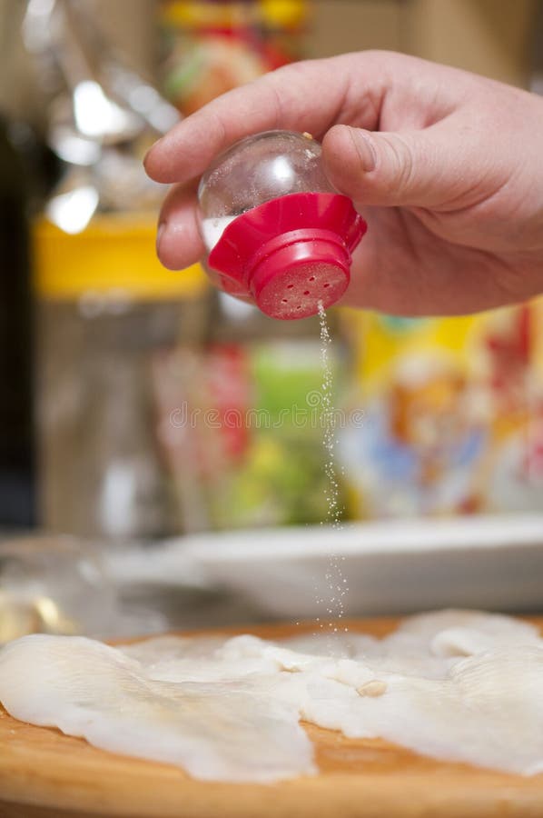 Salting of fish fillets stock image. Image of ingredient - 23607743