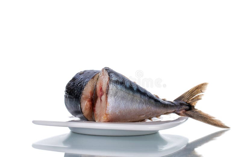 Salted Fish with Kitchen Utensils on White, Background and Top View ...