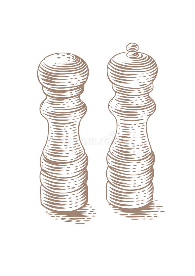 Saltshaker and peppermill stock vector. Illustration of wooden - 66173944