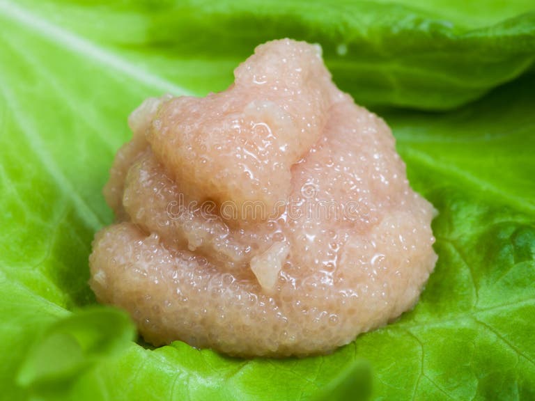 Salty Caviar of Cod Fish on Green Leaf Stock Photo - Image of salted ...