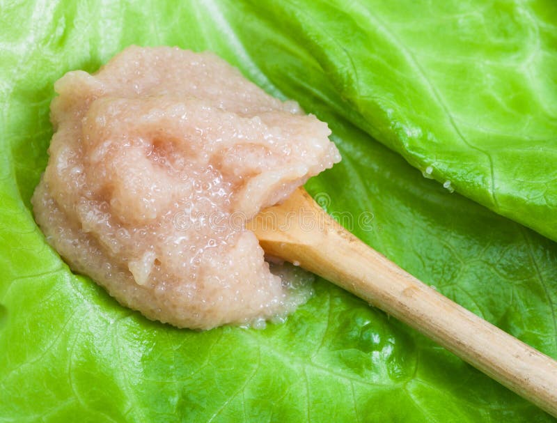 Salty Caviar of Cod Fish on Spoon at Green Leaf Stock Photo - Image of ...