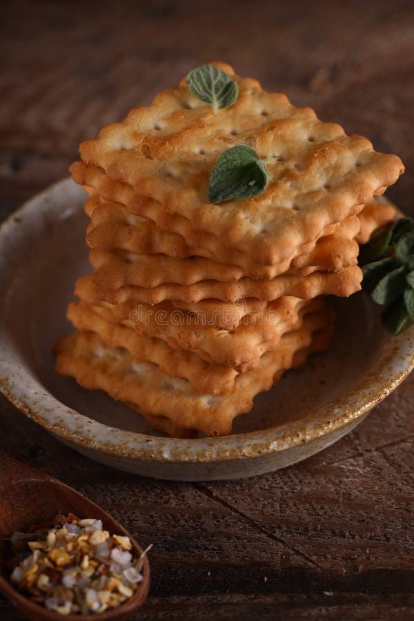 Salty cookie cracker stock photo. Image of snack, square - 262410940
