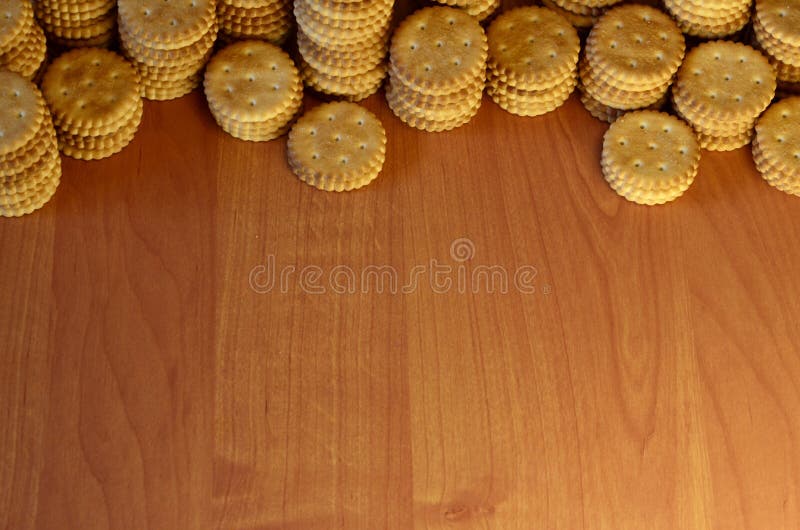 Salty Cracker on a Wooden Table with Copyspace Stock Photo - Image of ...