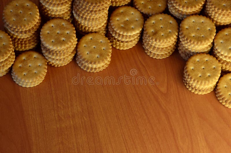 Salty Cracker on a Wooden Table with Copyspace Stock Photo - Image of ...