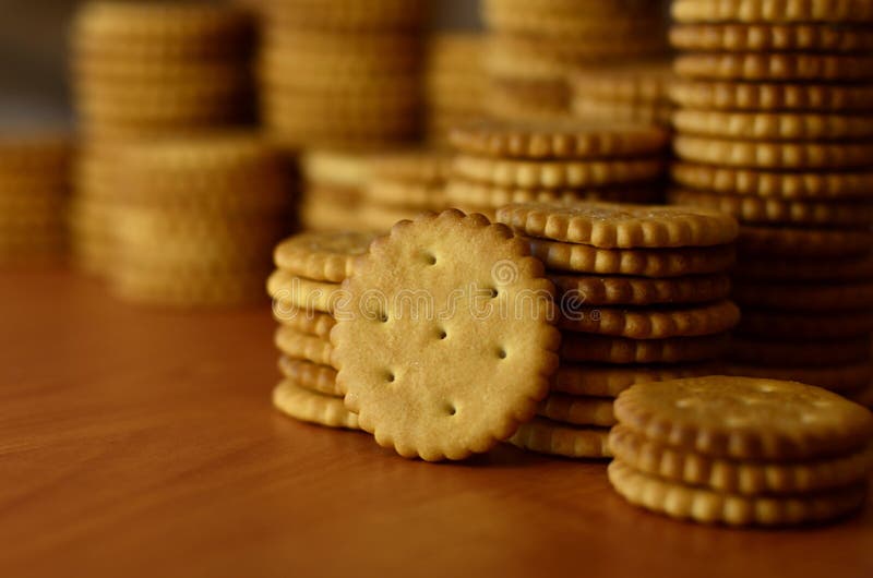 Salty Cracker on a Wooden Table with Copyspace Stock Photo - Image of ...