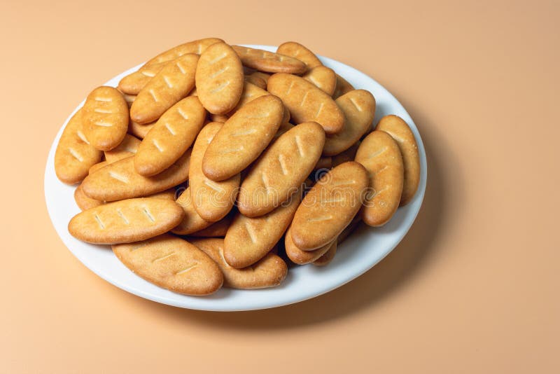 Salty Crackers on a Senior Batonio Plate Stock Photo - Image of crispy ...