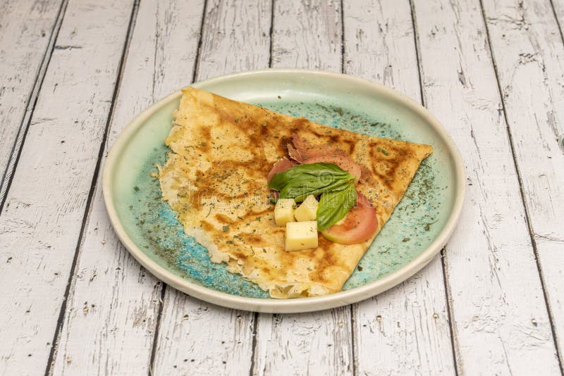 Salty crepe on green table stock image. Image of leaf - 217833865