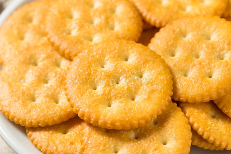 Salty Crispy Round Crackers Stock Photo - Image of snack, healthy ...