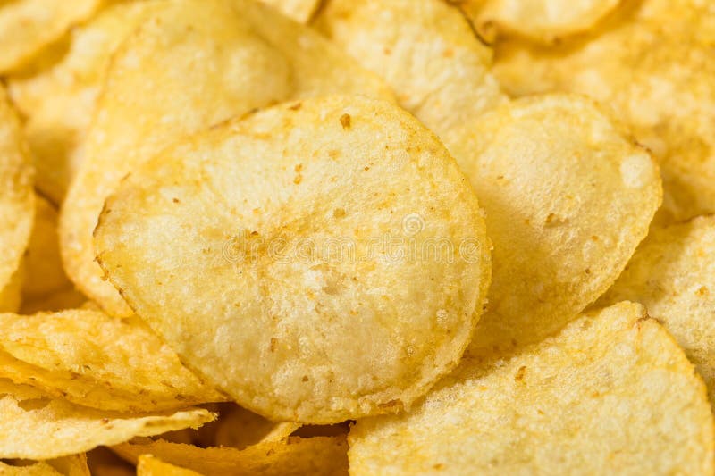 Salty Homemade Kettle Cooked Potato Chips Stock Image - Image of potato ...
