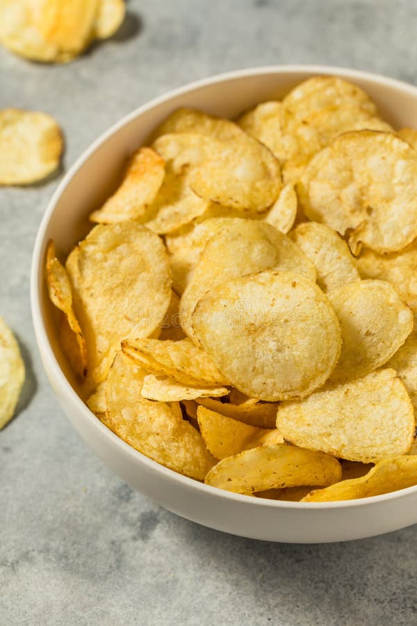 Salty Homemade Kettle Cooked Potato Chips Stock Photo - Image of chip ...