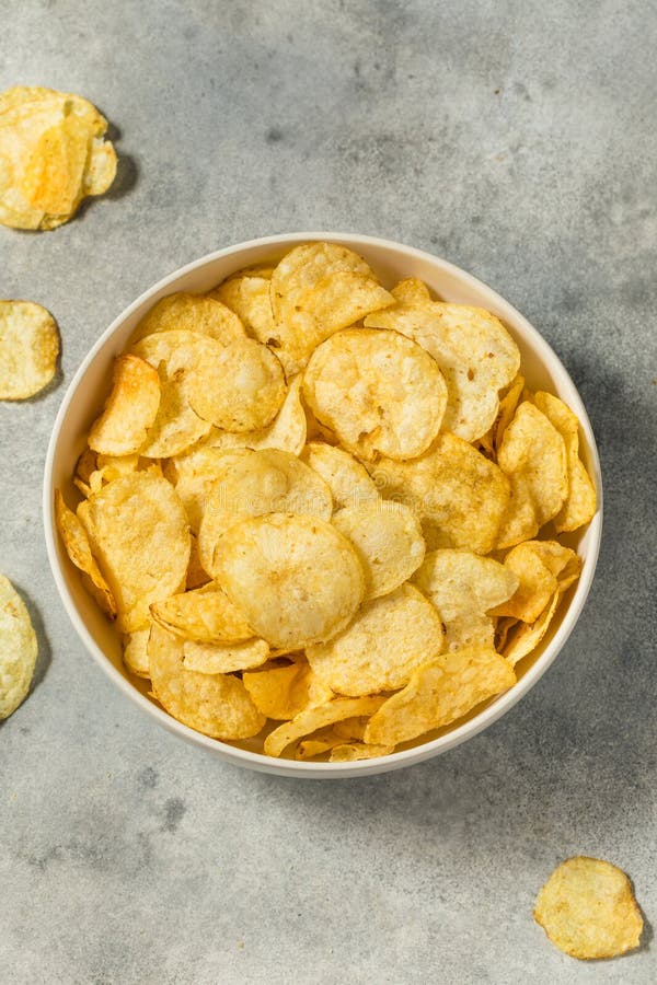 Salty Homemade Kettle Cooked Potato Chips Stock Photo - Image of chips ...