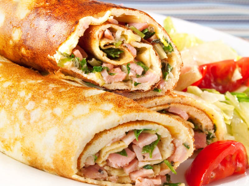 Salty pamcakes with ham stock photo. Image of pancake - 49344026