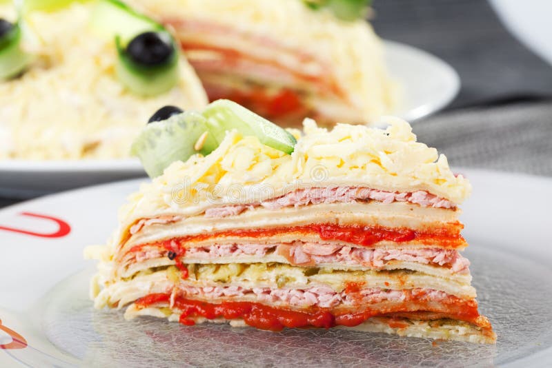 Salty pancake cake stock image. Image of food, portion - 58532357