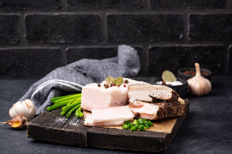 Salty Pork Lard with Garlic Stock Photo - Image of cooking, ingredient ...