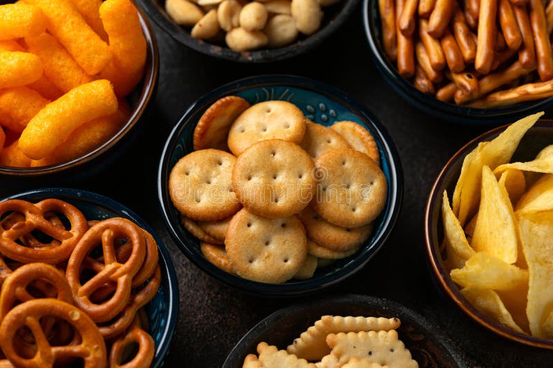 Salty Snacks Crackers, Potato Chips, Pretzel, Peanuts, Corn Puffs ...