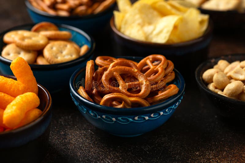 Salty Snacks Crackers, Potato Chips, Pretzel, Peanuts, Corn Puffs ...