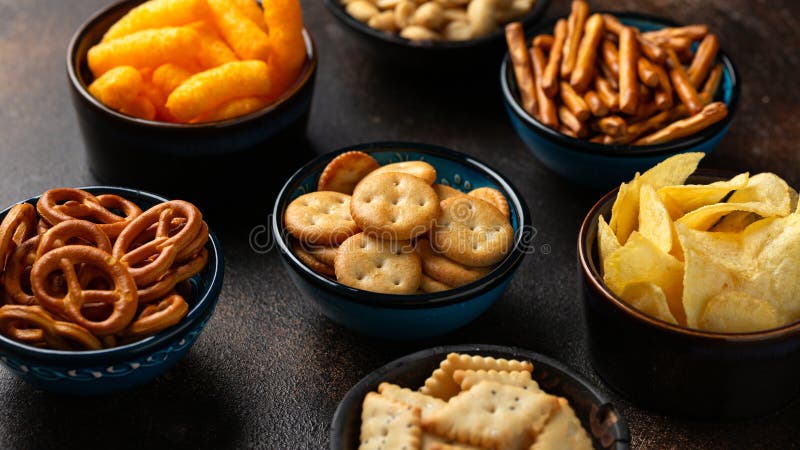 Salty Snacks Crackers, Potato Chips, Pretzel, Peanuts, Corn Puffs ...