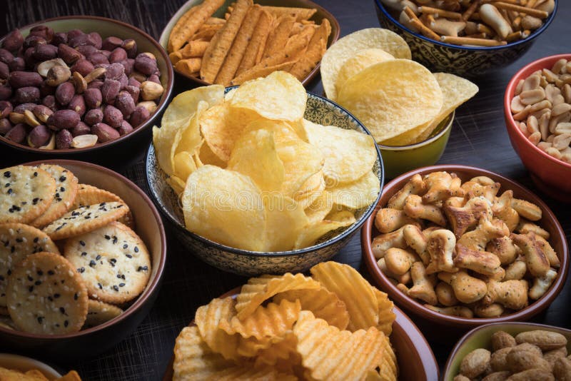 Salty Snacks Served As Party Food Stock Image - Image of junk, nuts ...