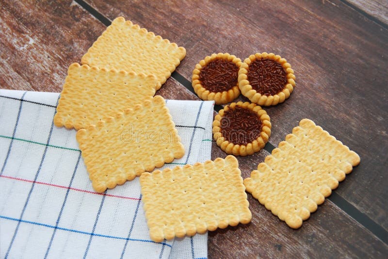 Salty Square Cracker and Sweet Cookies Stock Photo - Image of breakfast ...
