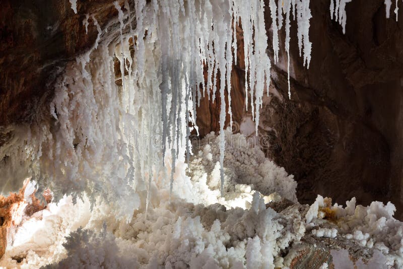 Salty stalactites at cave stock image. Image of stalactites - 65880667