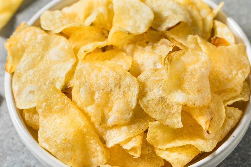 Salty Thin Potato Chip Crisps Stock Image - Image of fast, snack: 381218593