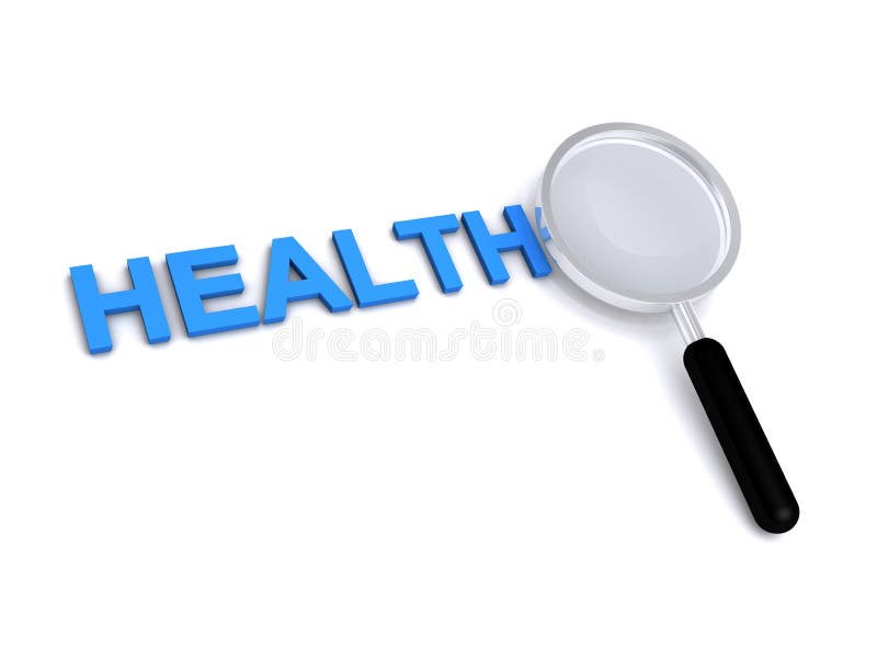 Salud con lupa en blanco stock de ilustración. Ilustración de ...