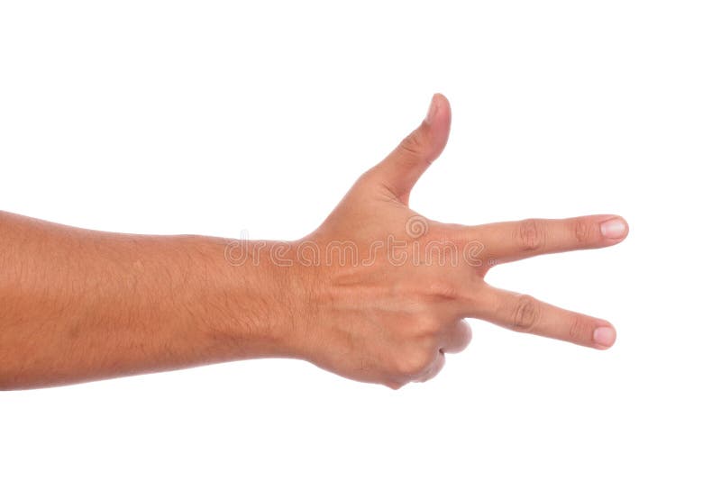 Doigt Humain Du Signe Trois D'exposition De Main Image stock - Image du ...
