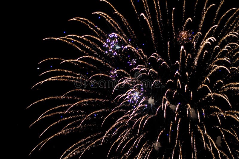 Salute, Fireworks in the Night Sky. Pyrotechnic Show on a Holiday ...