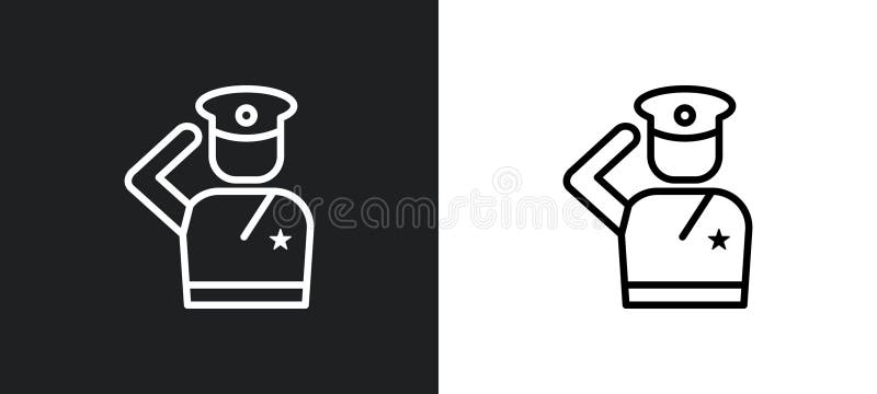 Salute Outline Icon in White and Black Colors. Salute Flat Vector Icon ...