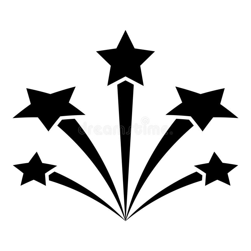 Salute with Stars Firework Starry Icon Black Color Vector Illustration Image Flat Style Stock ...