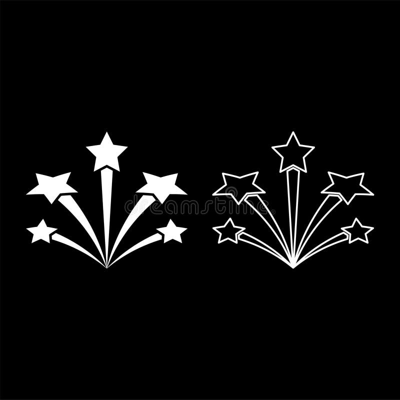 Salute with Stars Firework Starry Set Icon White Color Vector ...