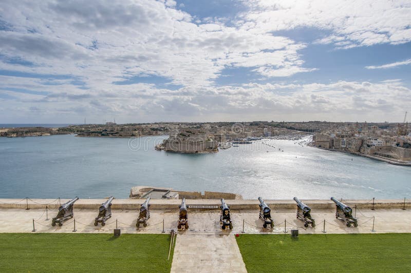 Saluting Battery in Valletta, Malta Stock Photo - Image of monument ...