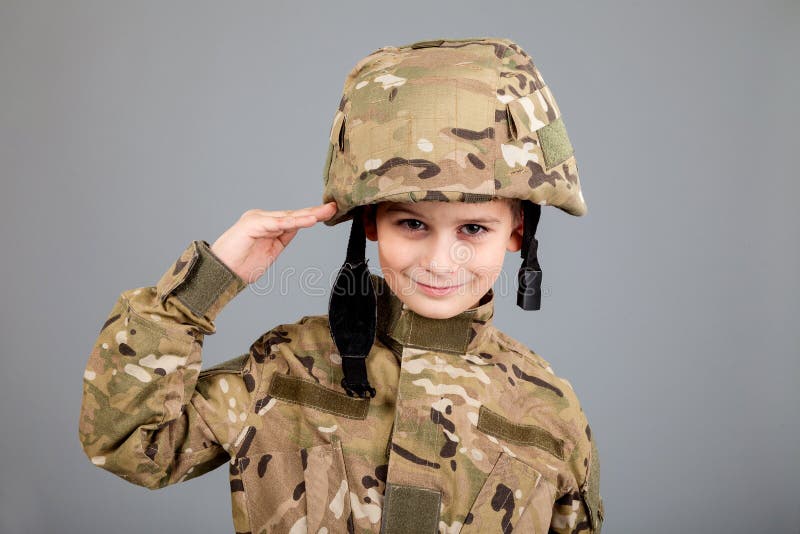 Saluting Soldier. Young Boy Stock Image - Image of camouflage, marines ...