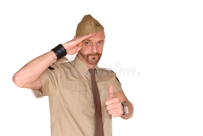 Saluto del soldato immagine stock. Immagine di capra, legame - 3441545
