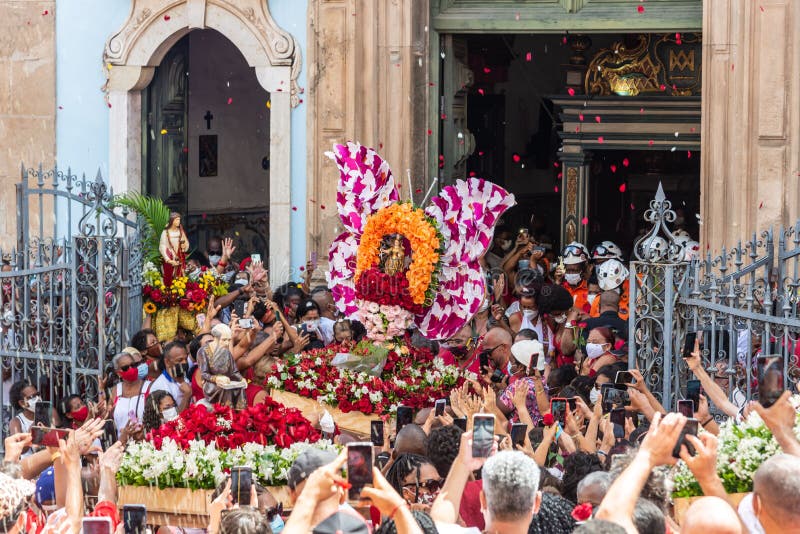 Crowd of Catholics Saluting the Image of Santa Barbara Leaving the ... Crowd of Catholics Saluting the Image of Santa Barbara Leaving the ...