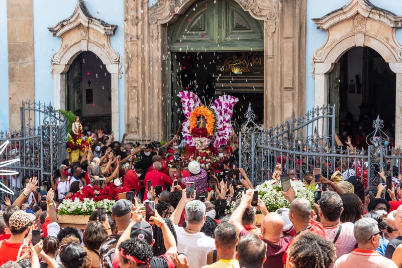 Crowd of Catholics Saluting the Image of Santa Barbara Leaving the ... Crowd of Catholics Saluting the Image of Santa Barbara Leaving the ...