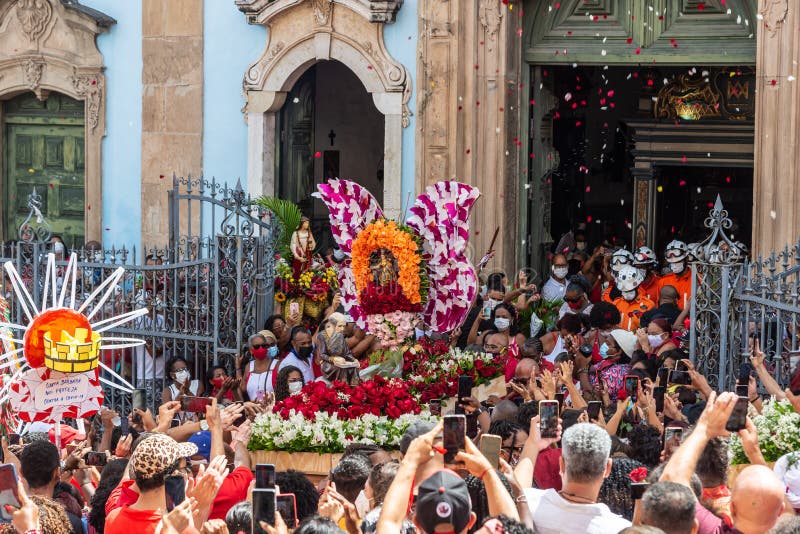 Crowd of Catholics Saluting the Image of Santa Barbara Leaving the ... Crowd of Catholics Saluting the Image of Santa Barbara Leaving the ...